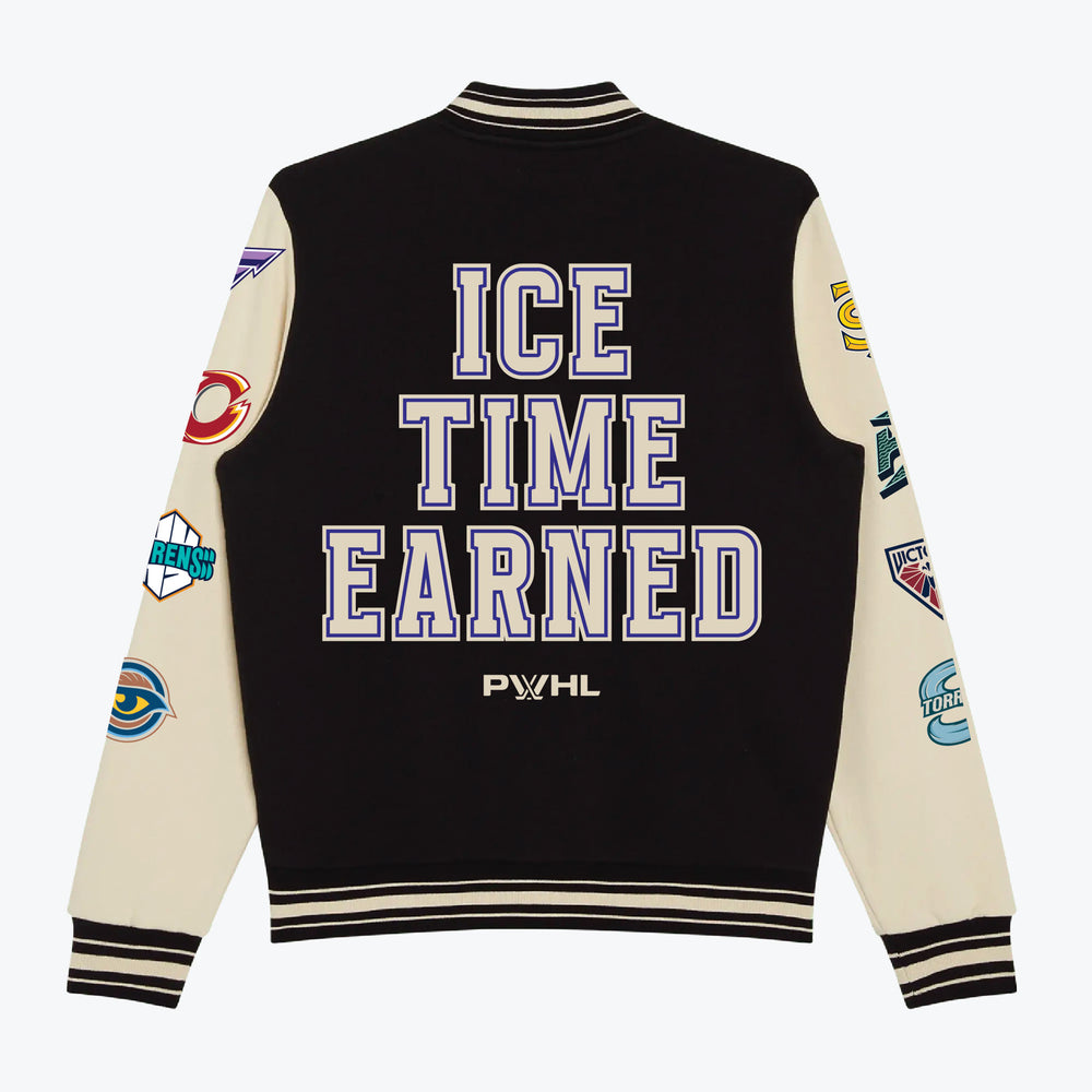Adult PWHL Peace Collective Ice Time Earned Letterman Jacket